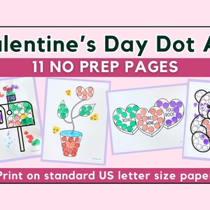 Valentines Day Dot Art Printable Preschool Valentines Worksheets for ...