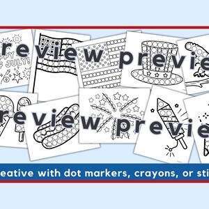 4th of July Coloring Prek Worksheets for Kids Dot Marker Toddler Flag ...