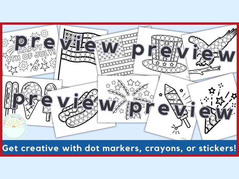 4th of July Coloring Prek Worksheets for Kids Dot Marker Toddler Flag ...