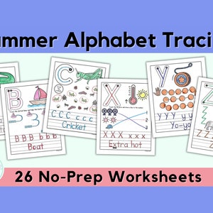 Summer Preschool ABC Tracing Worksheet Summer Break Preschool ...