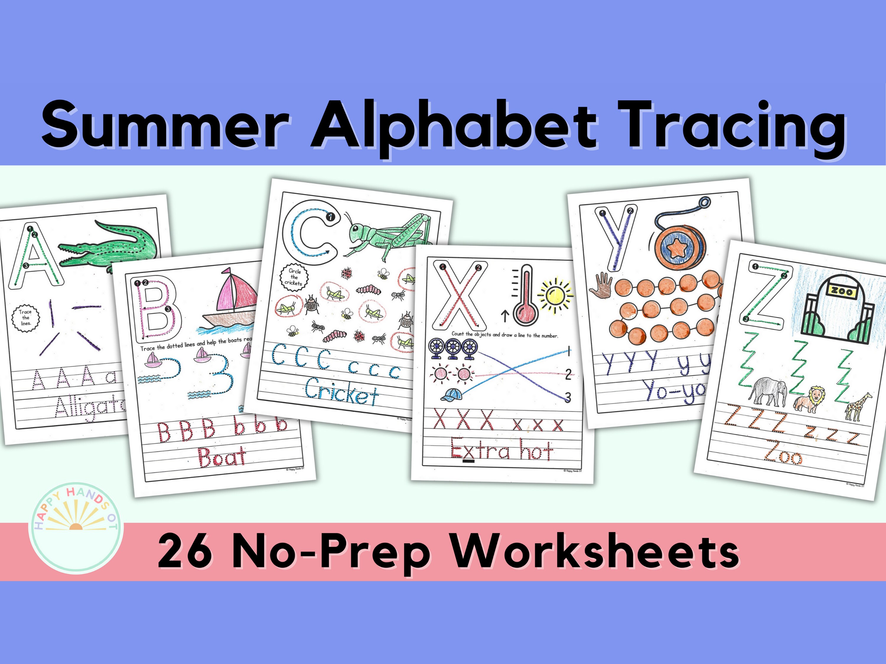 Summer Preschool ABC Tracing Worksheet Summer Break Preschool ...