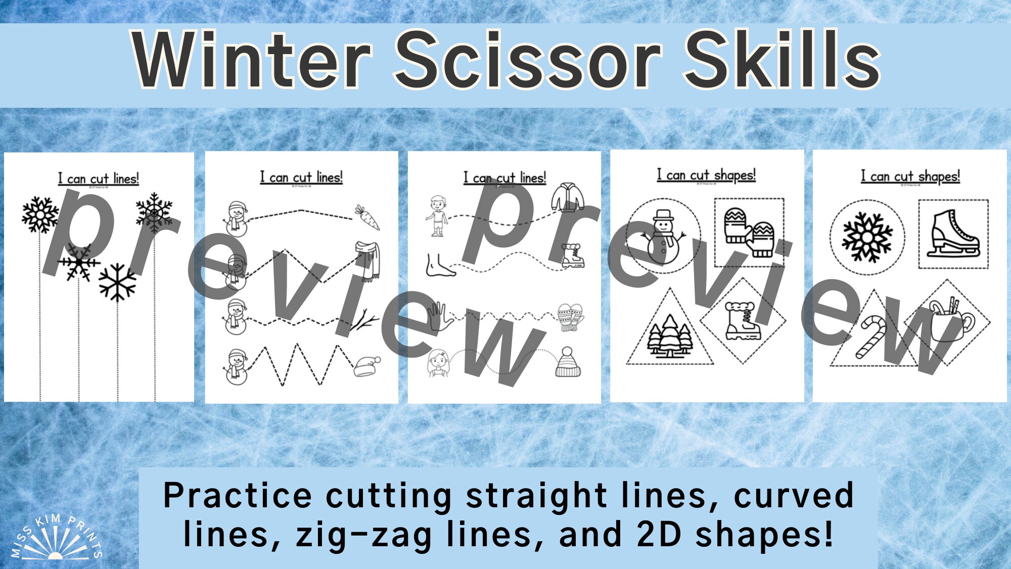 Winter Preschool Fine Motor Cutting Worksheets Winter Preschool ...