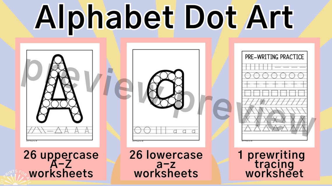 Alphabet Dot Art Preschool Worksheets for Kids ABC Tracing Worksheet ...
