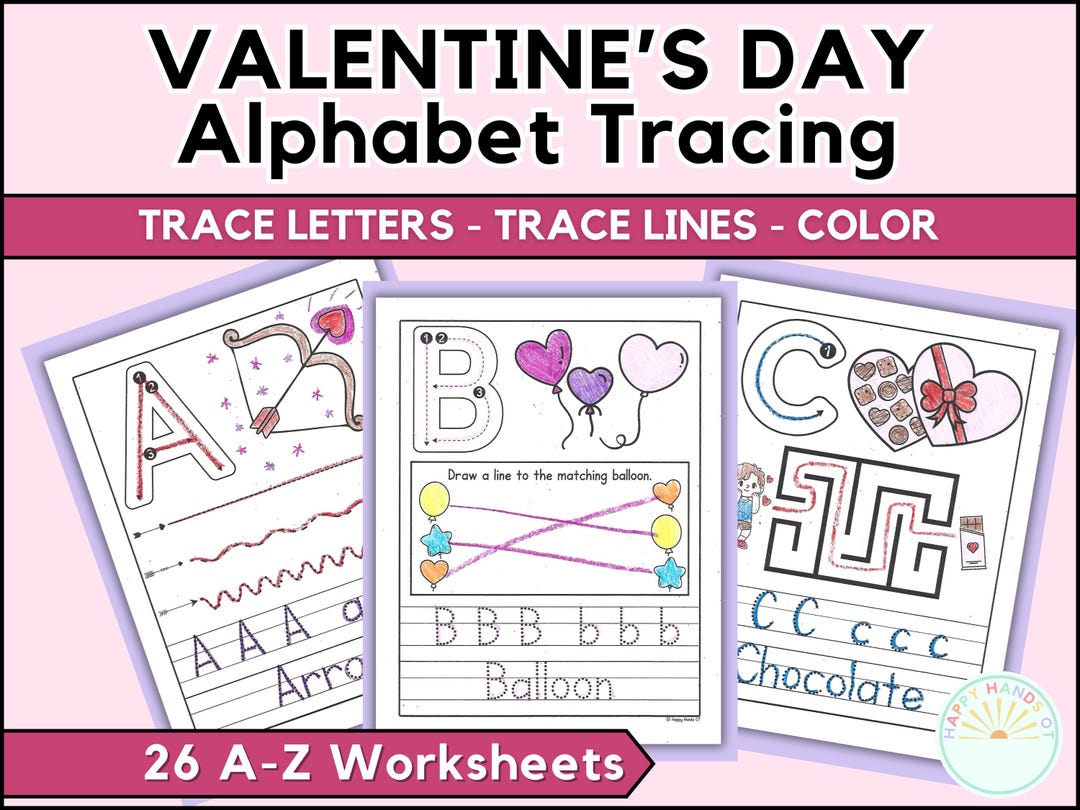 Valentines Day Preschool Fine Motor Tracing Worksheets: Prek Valentine ...