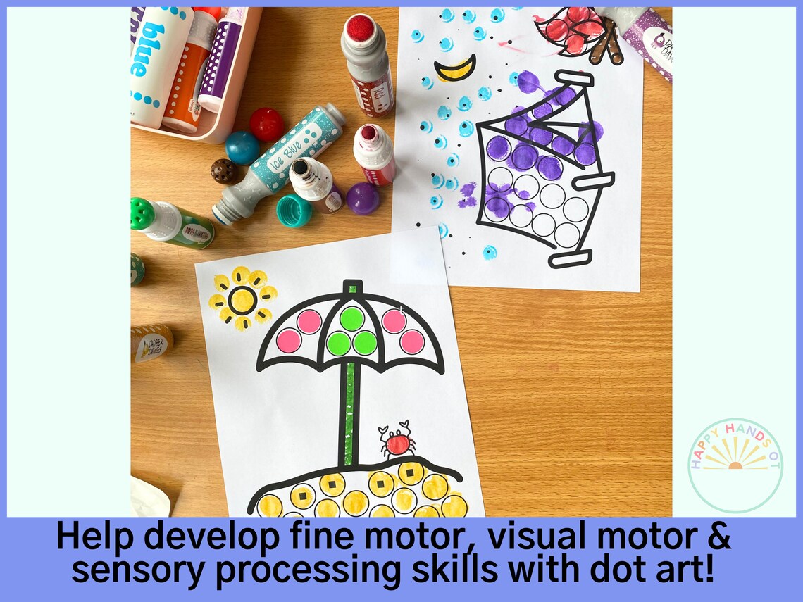 Summer Dot Art Printable Preschool Summer Worksheets for Kids Summer ...