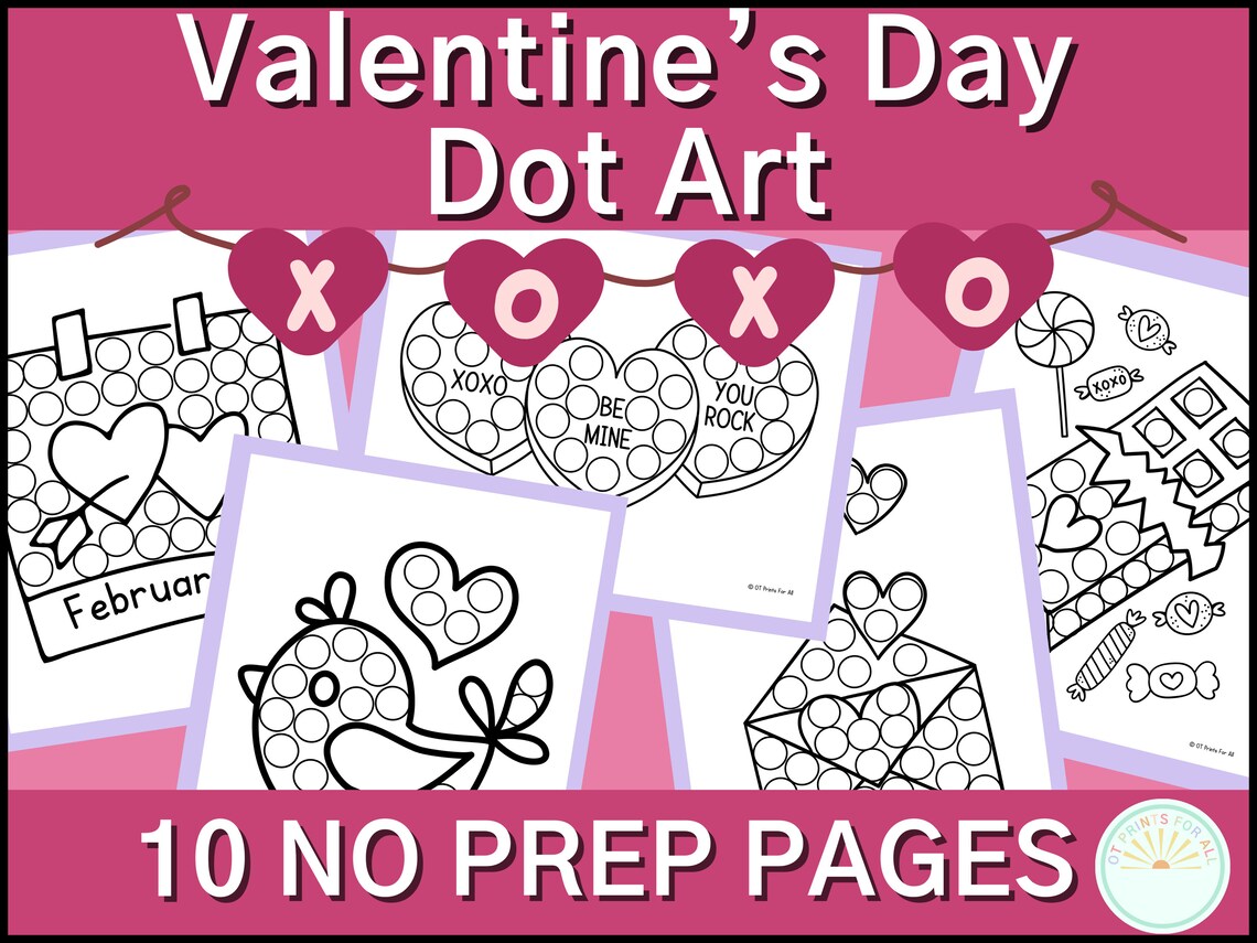 Valentines Day Dot Art Printable Preschool Valentines Worksheets for ...