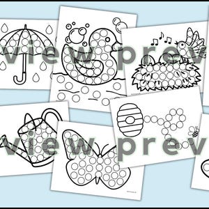 Spring Dot Art Printable Preschool Spring Worksheets for Kids Classroom ...