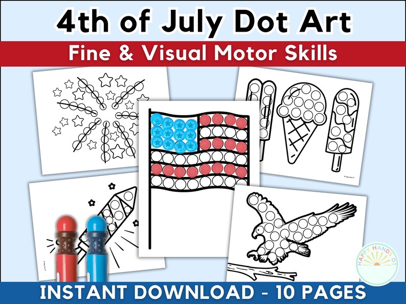 4th of July Coloring Prek Worksheets for Kids Dot Marker Toddler Flag ...