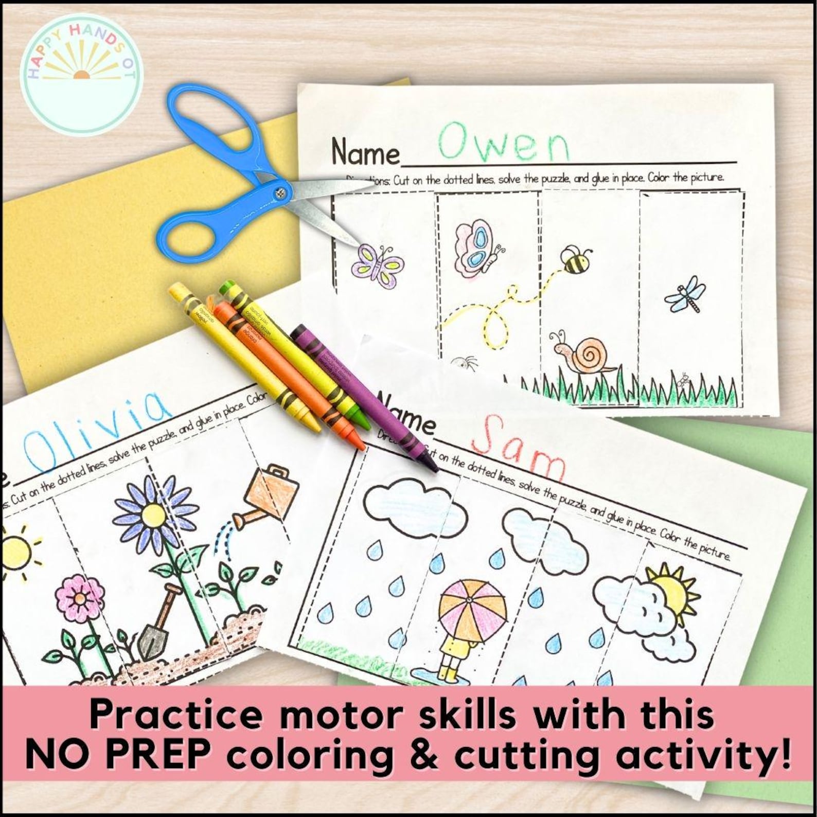 Spring Cut and Paste Puzzles Scissor Skill Preschool Worksheets for ...