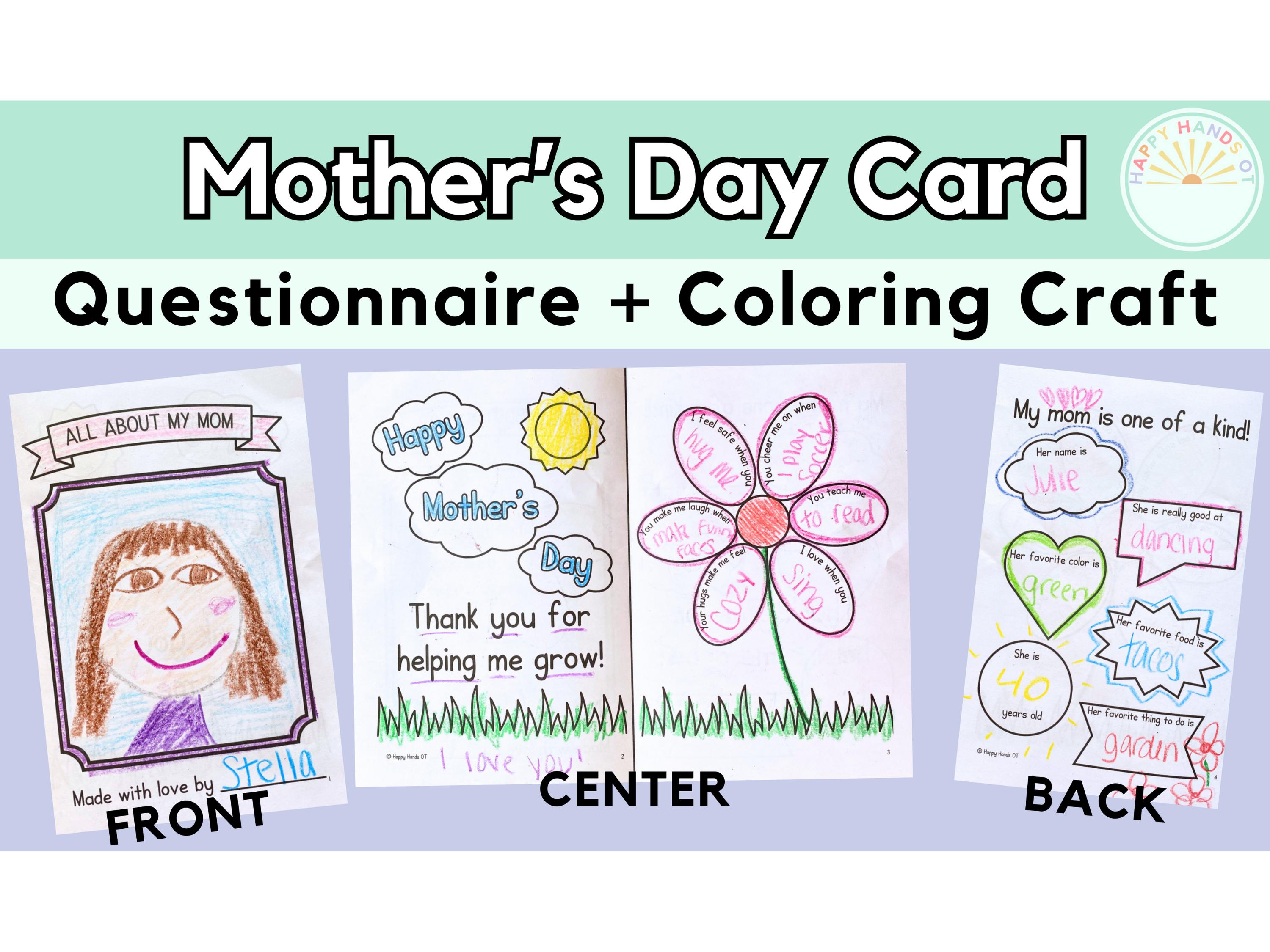 Mothers Day Card From Child Mothers Day Crafts for Preschool Mothers ...