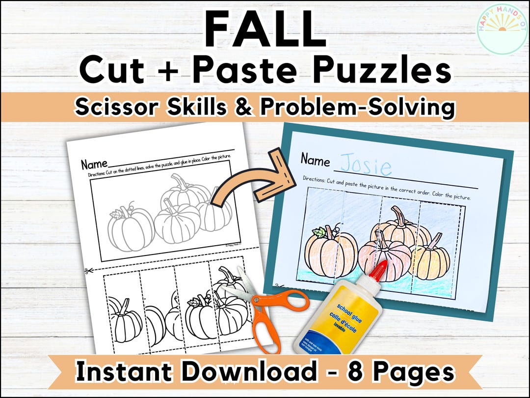 Autumn Preschool Cutting Practice Fall Preschool Worksheets for Kids ...