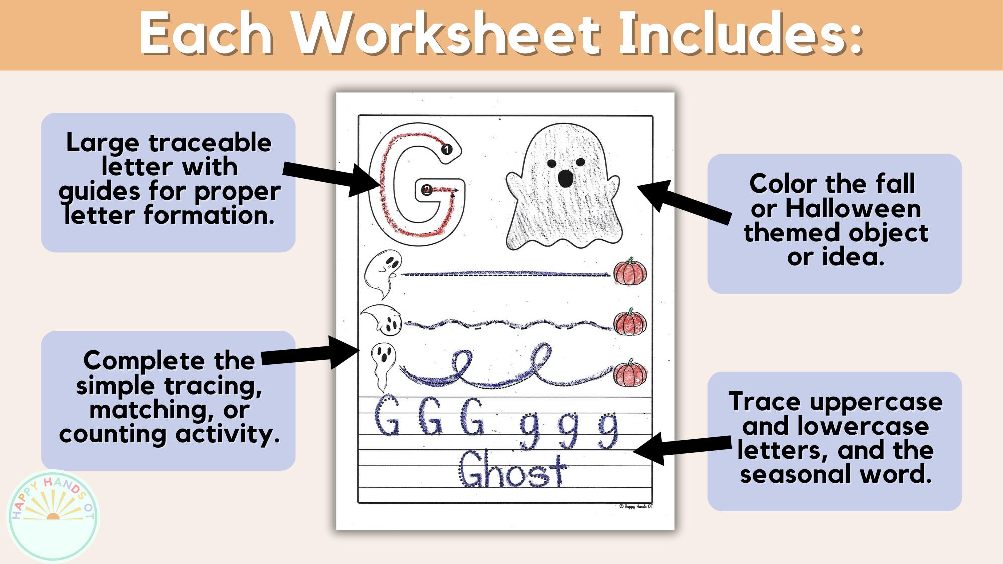 Fall ABC Tracing Worksheets Autumn Letter Tracing Pre K Worksheets ...