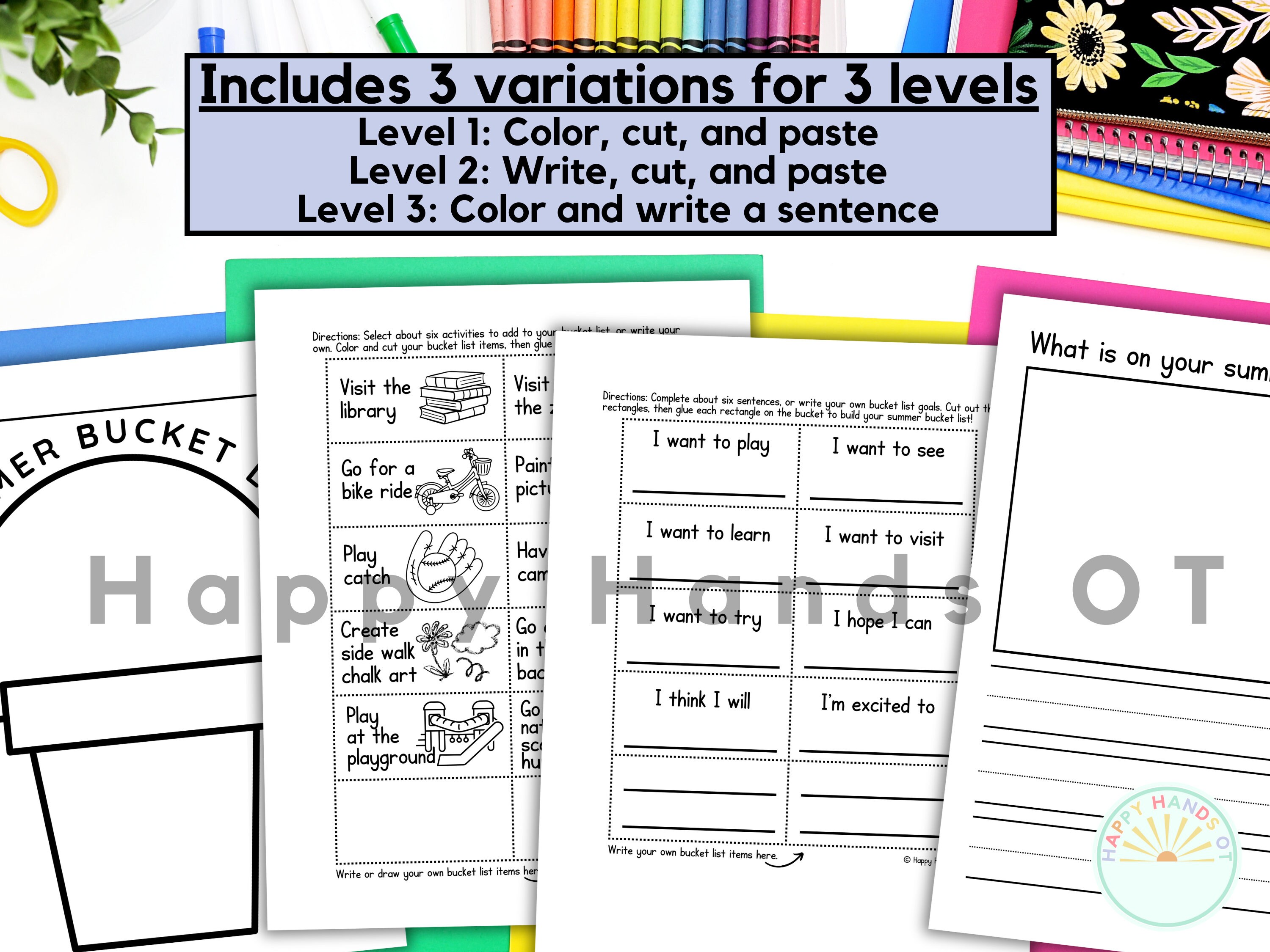 Summer Bucket List Craft Printable Prek Kindergarten Summer Break ...