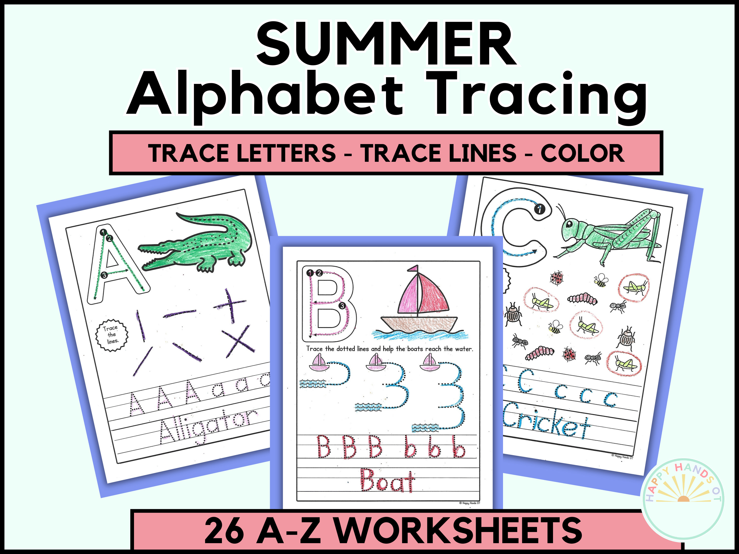 Summer Preschool ABC Tracing Worksheet Summer Break Preschool ...