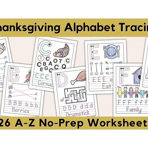 Thanksgiving ABC Tracing Worksheets Letter Tracing Pre K Worksheets ...