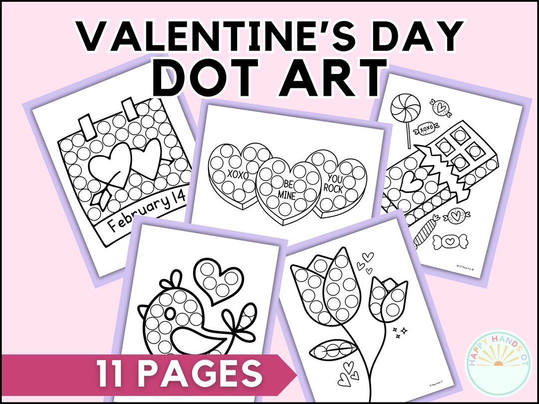 Valentines Day Dot Art Printable Preschool Valentines Worksheets for ...
