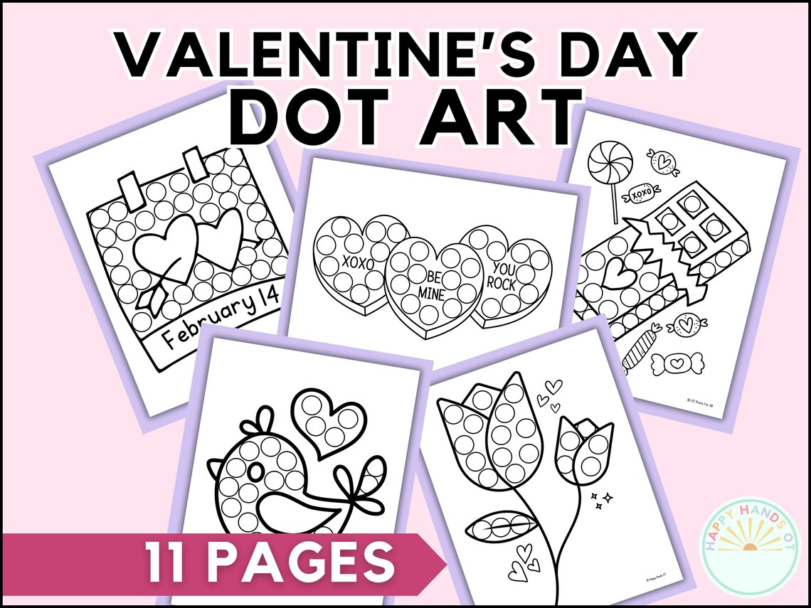 Valentines Day Dot Art Printable Preschool Valentines Worksheets for ...
