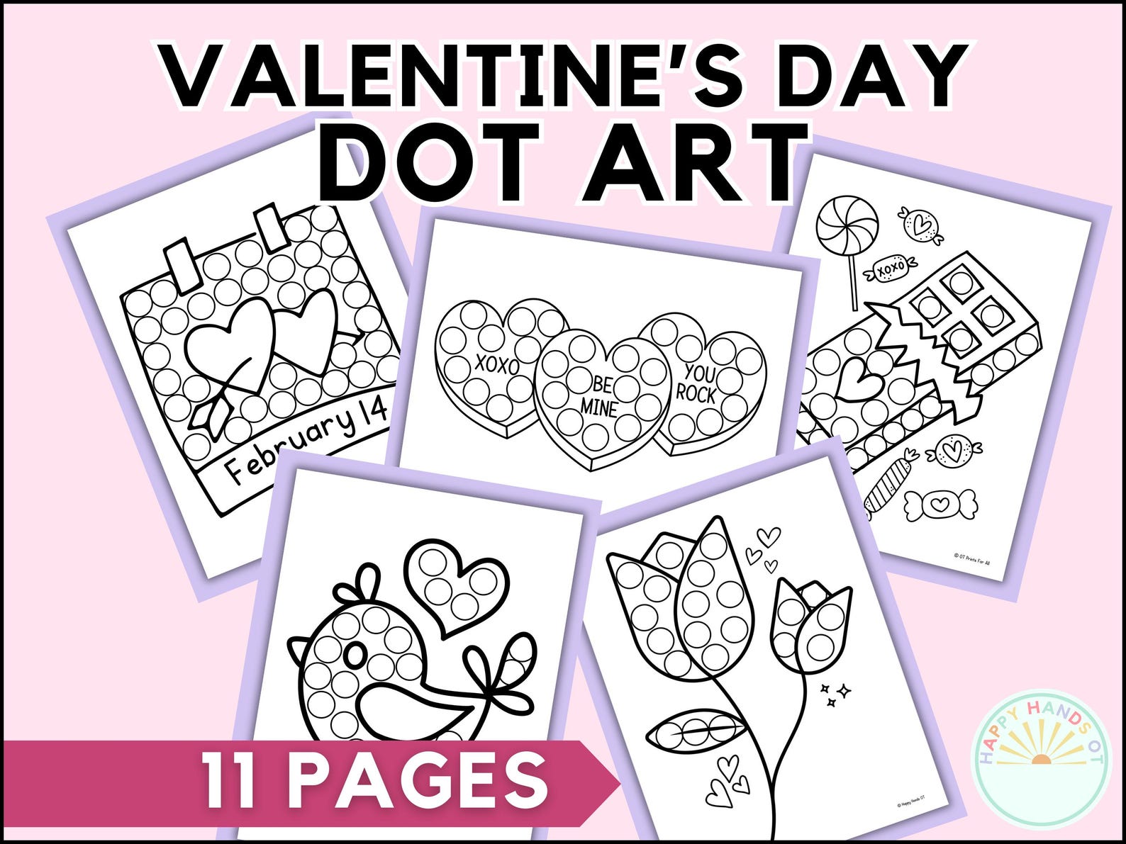 Valentines Day Dot Art Printable Preschool Valentines Worksheets for ...