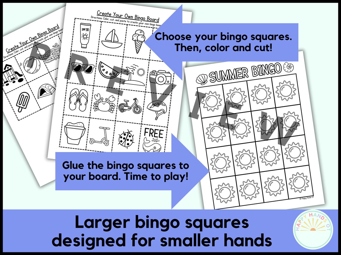 Summer Vacation Bingo Activity for Kids Summer Bingo Scissor Skill ...