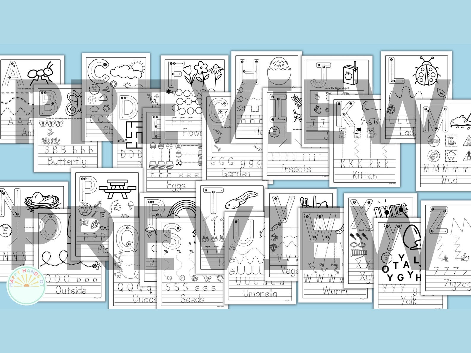 Spring Alphabet Tracing Worksheets for Kids Easter Alphabet Prek ...