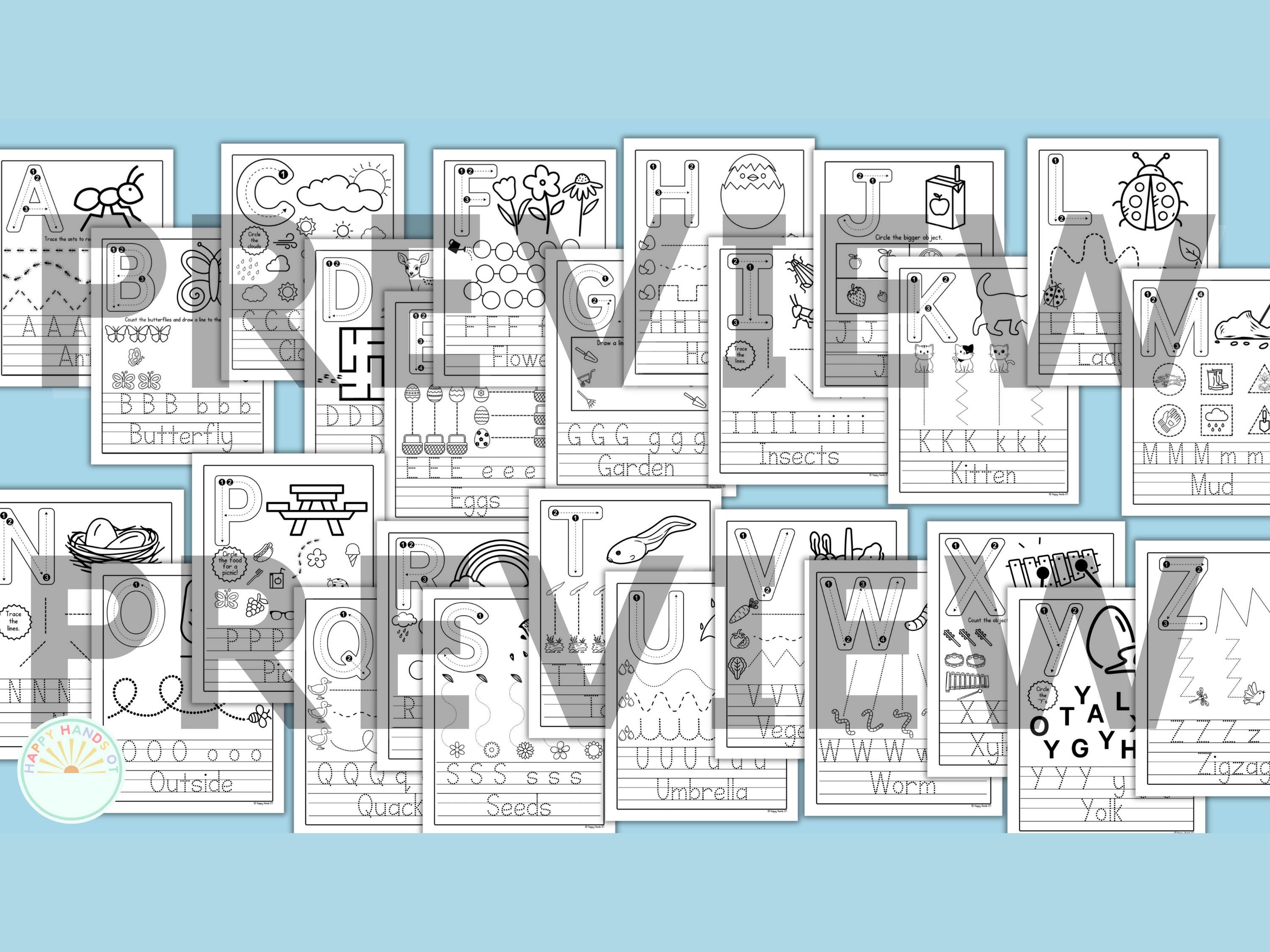 Spring Alphabet Tracing Worksheets for Kids Easter Alphabet Prek ...