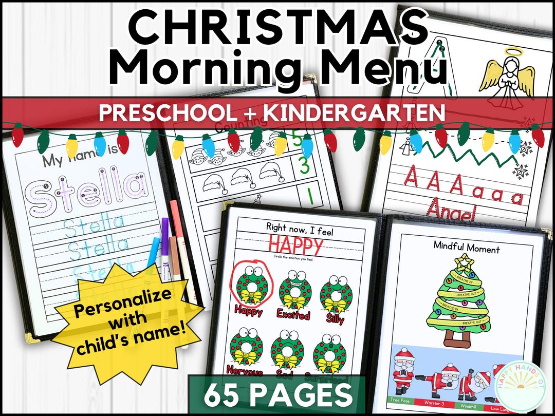 Christmas Morning Menu Custom Name Tracing Letters & Handwriting ...