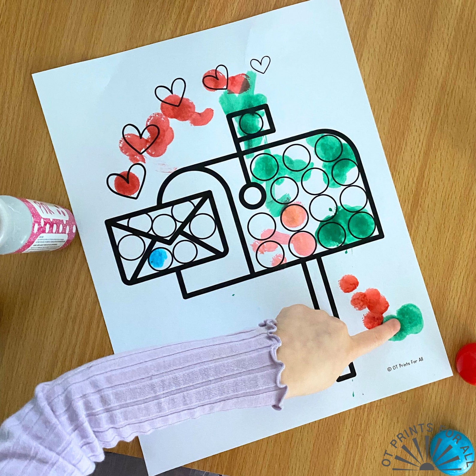 Valentines Day Dot Art Printable Preschool Valentines Worksheets for ...