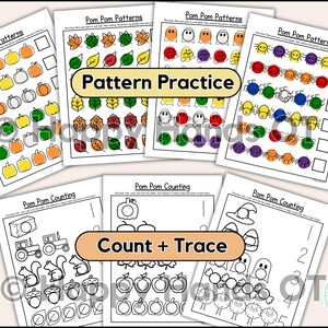 Fall Pom Pom Fine Motor Worksheets Halloween Preschool Centers Autumn ...
