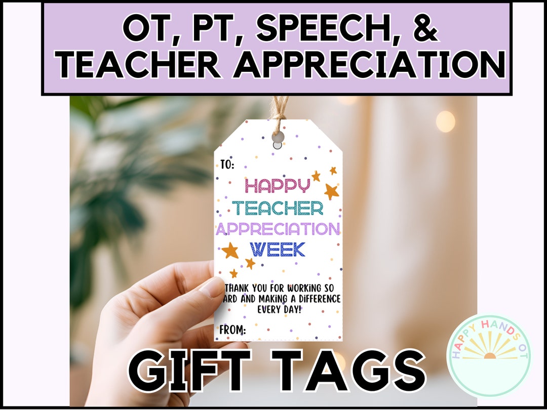 Printable Gift Tags for Staff Appreciation - Speech, Physical Therapy ...