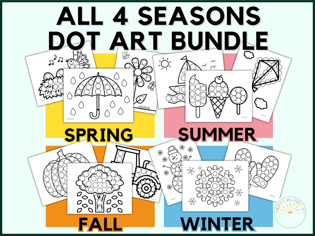 BUNDLE - 4 Seasons Dot Art Preschool Worksheets for Kids With Spring ...