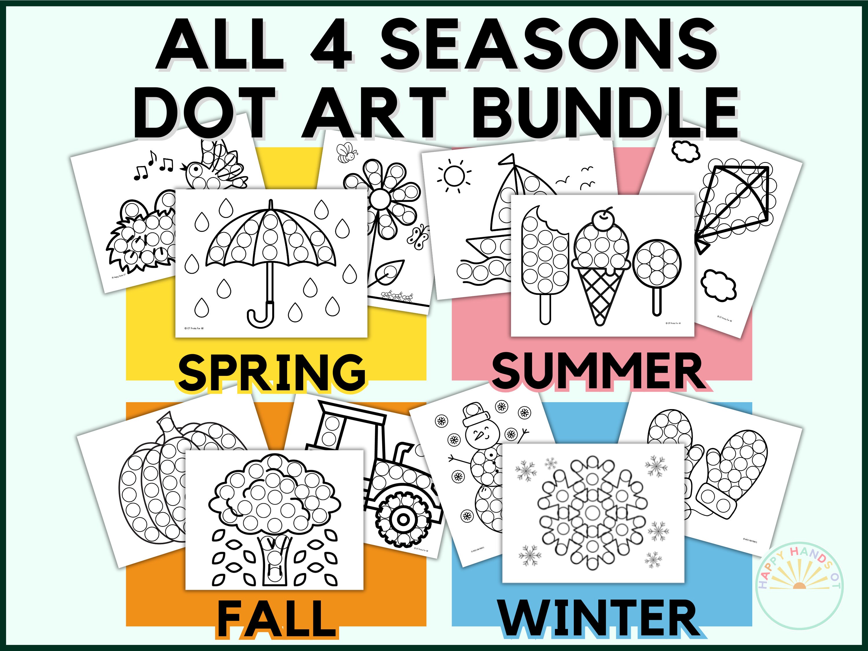 BUNDLE 4 Seasons Dot Art Preschool Worksheets for Kids With Spring ...