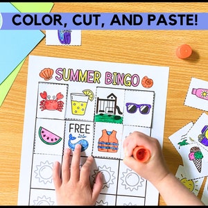 Summer Vacation Bingo Activity for Kids Summer Bingo Scissor Skill ...