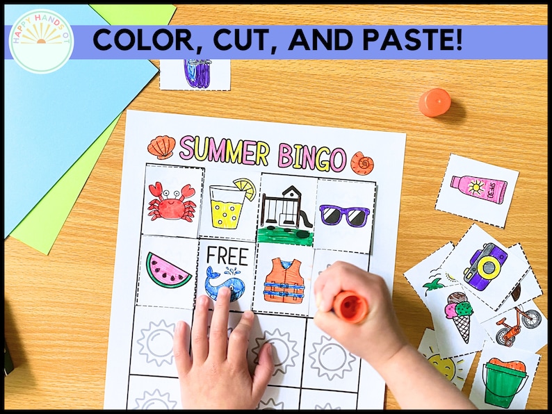 Summer Vacation Bingo Activity for Kids Summer Bingo Scissor Skill ...