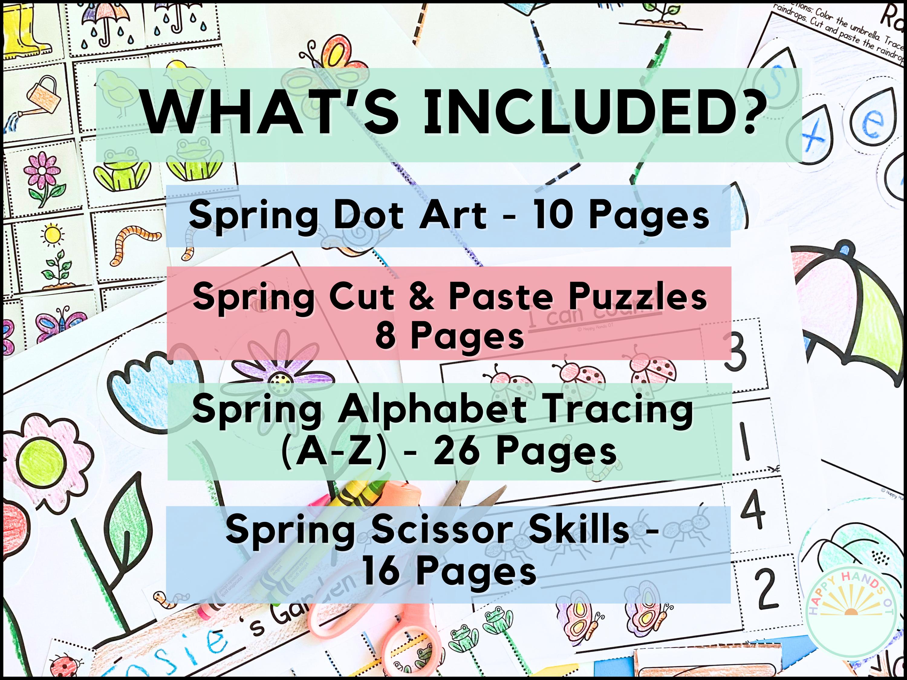 PRINTABLE BUNDLE - Spring Dot Art and Cutting Practice Spring Scissor ...