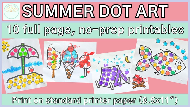 Summer Dot Art Printable Preschool Summer Worksheets for Kids Summer ...