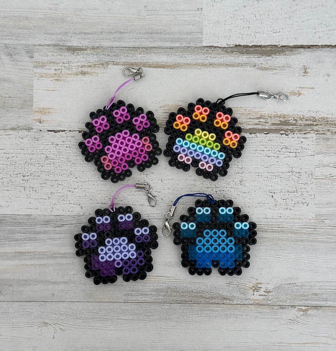 Perler Bead Keychain | Perler Beads | Paw Keychain | Keychain - Etsy