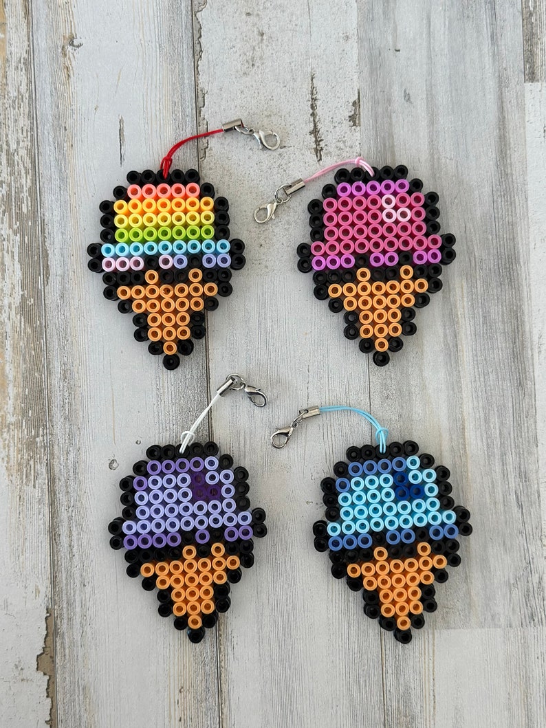 Perler Bead Keychain | Perler Beads | Ice Cream Keychain | Keychain - Etsy