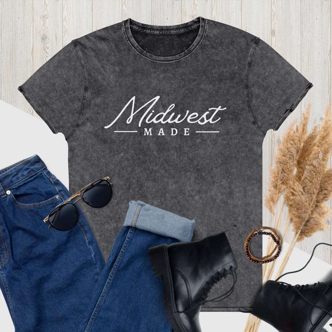 Midwest Made Women's Denim T-shirt - Women's Birthday Gift, Midwest ...