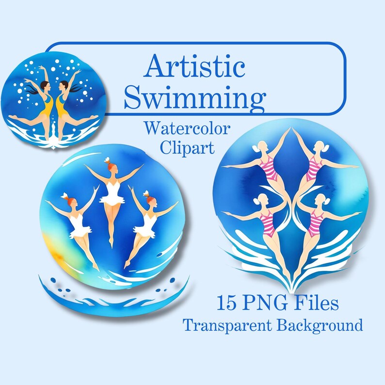 Artistic Swimming Watercolor Clipart Printable Synchronized Swimmer PNG ...