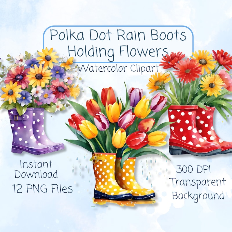 Rain Boots Clipart - Etsy