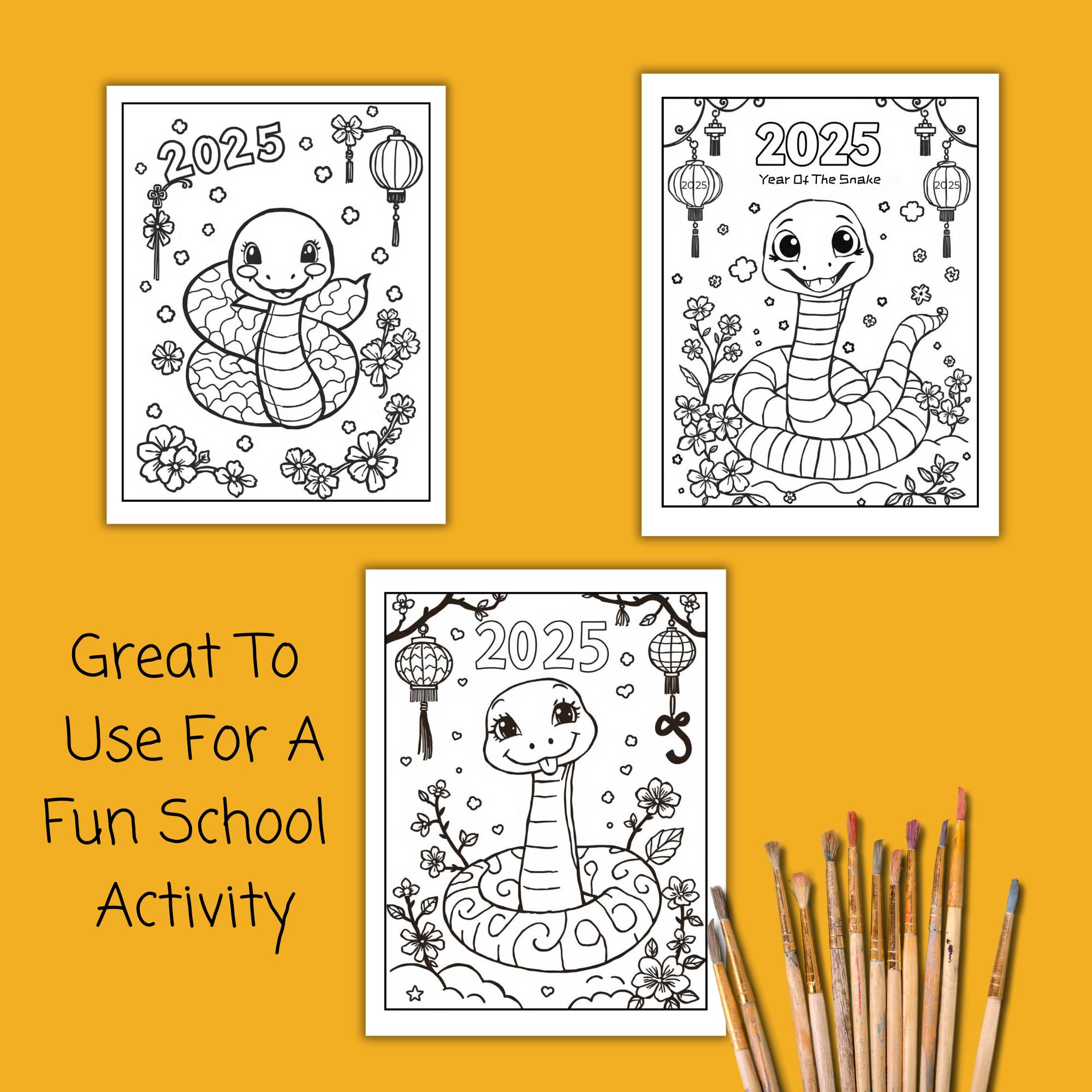 Lunar New Year 2025 Coloring Pages Year of the Snake Printable Chinese ...