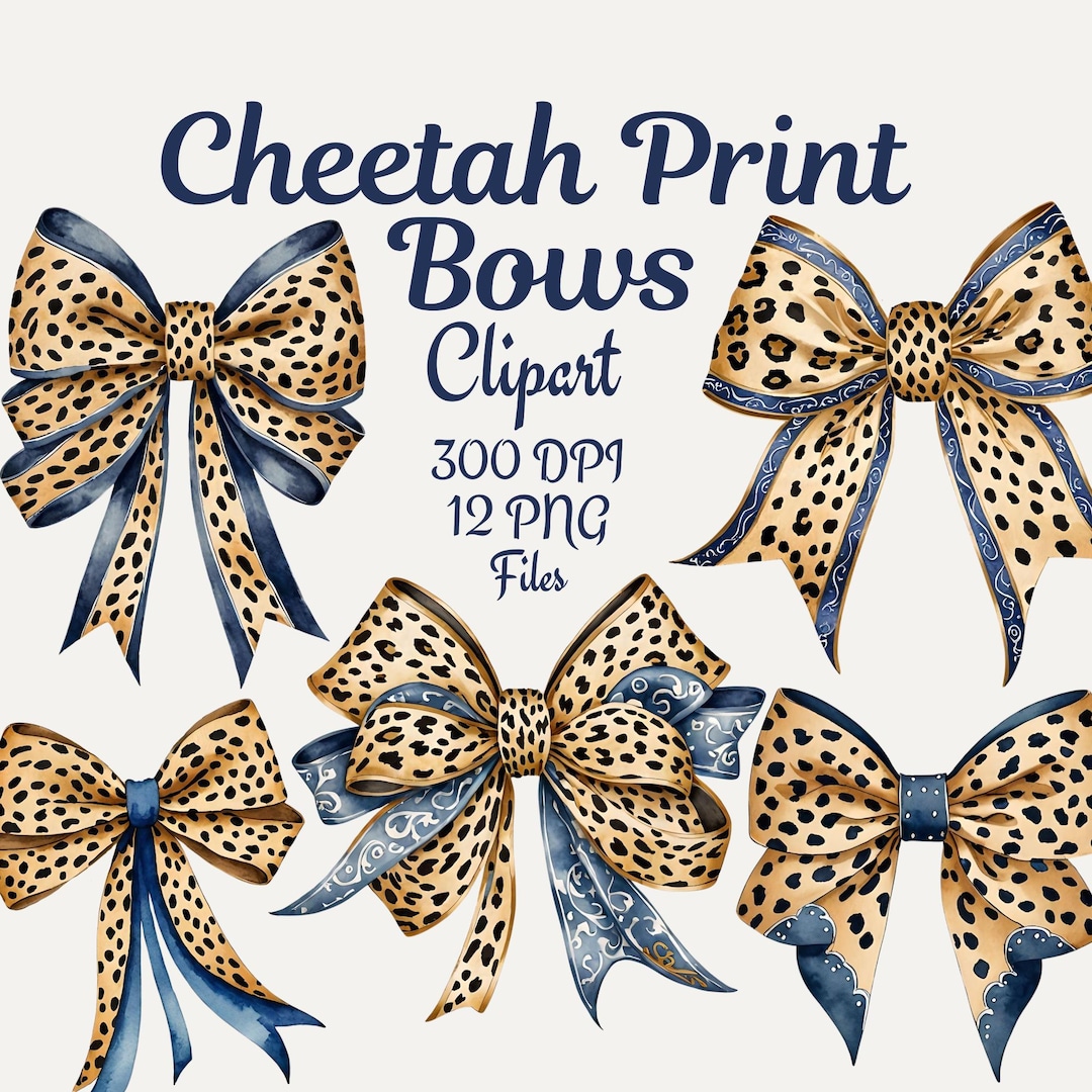 Cheetah Print Bow Clipart Animal Print Bow Design Watercolor Cheetah ...