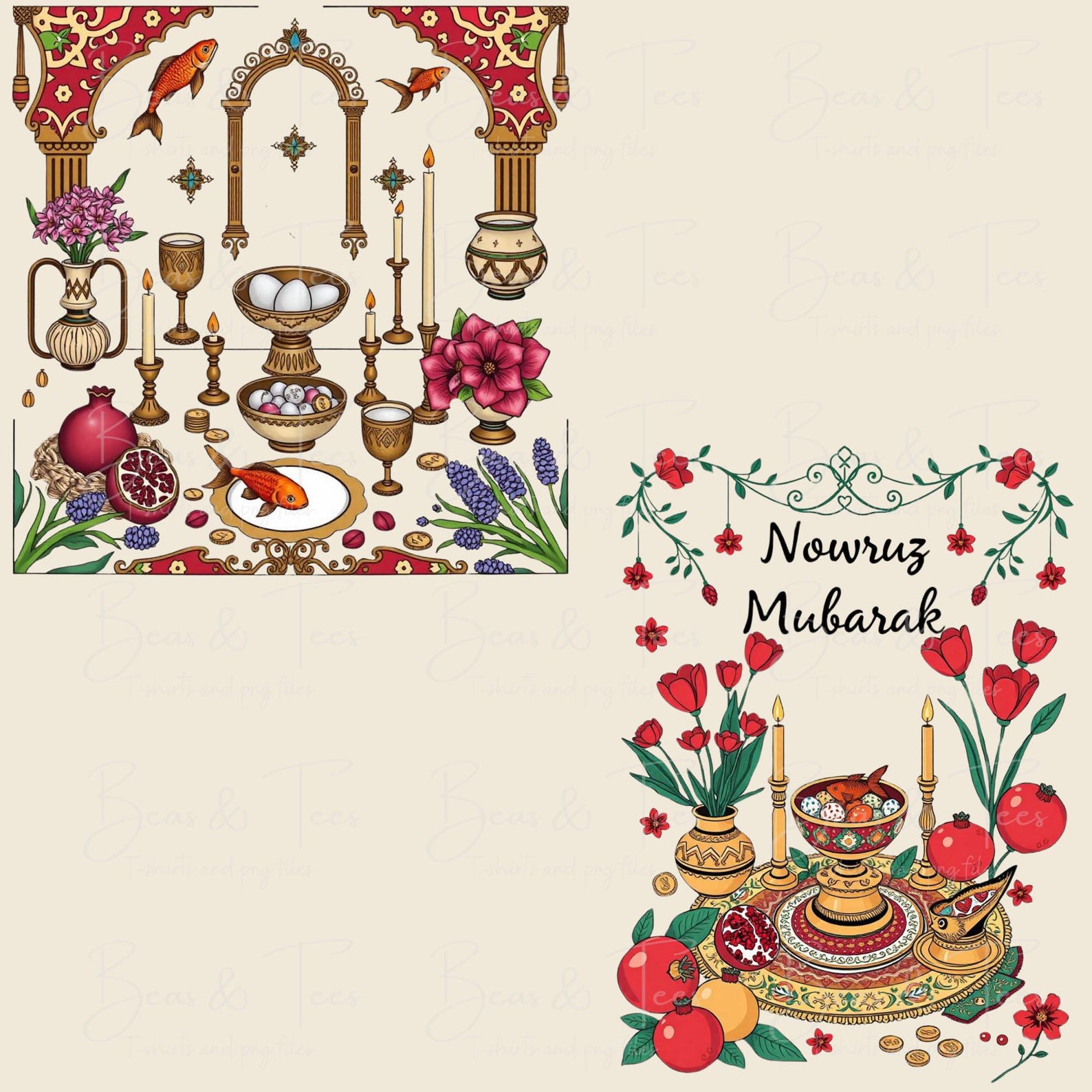 Nowruz Clipart Bundle Haft Sin Table Digital Graphics Persian New Year ...