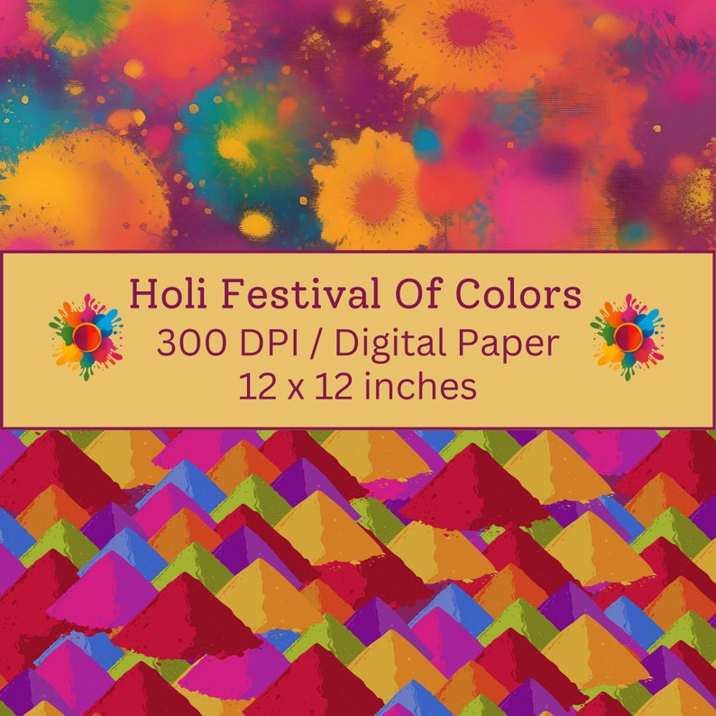 Holi Festival of Colors Digital Paper & Clipart 12x12 Inch 300 DPI ...