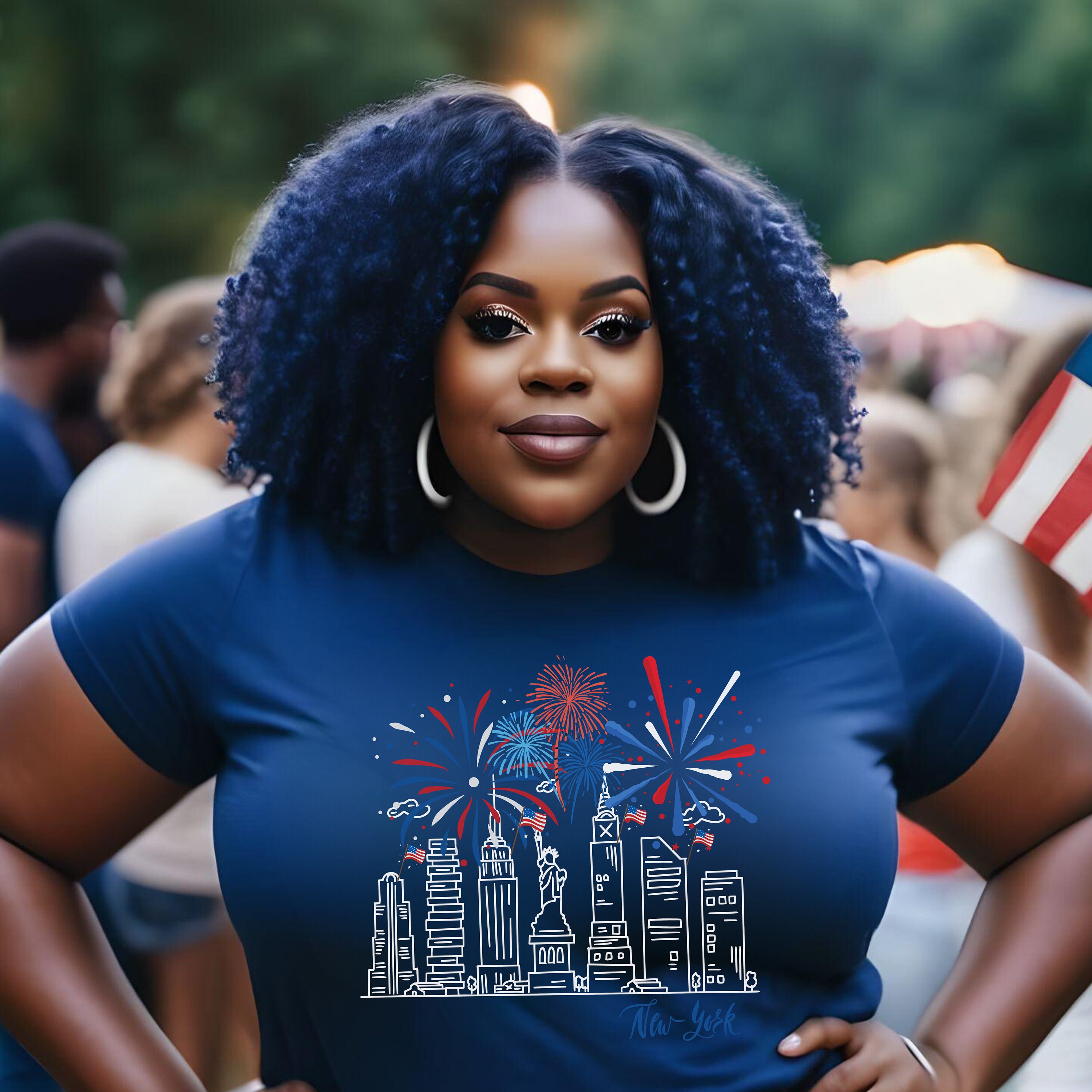 Fourth of July New York City Skyline Celebration Clipart, Statue of ...