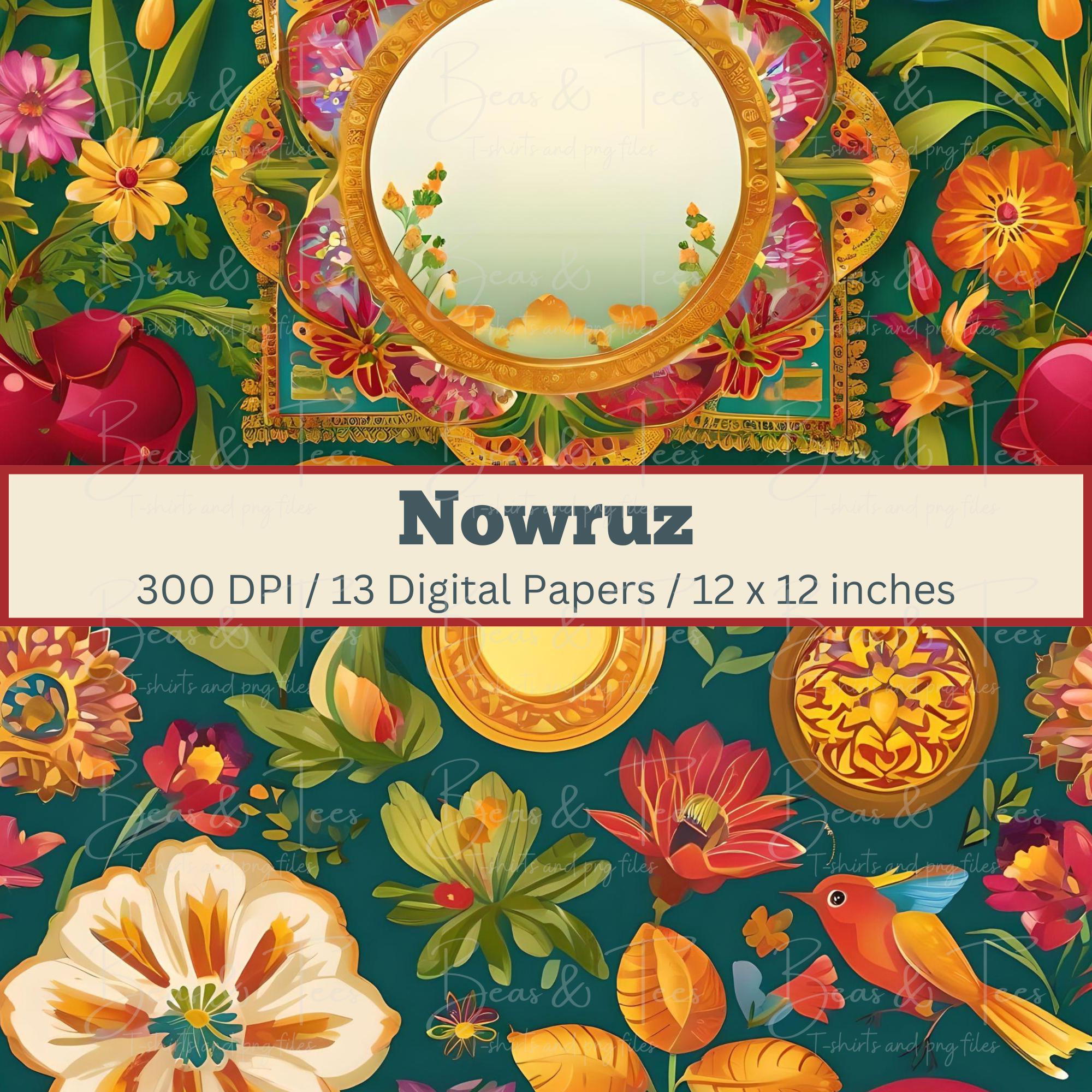 Nowruz Digital Paper Pack 13 Vibrant Persian New Year Designs 12x12 ...