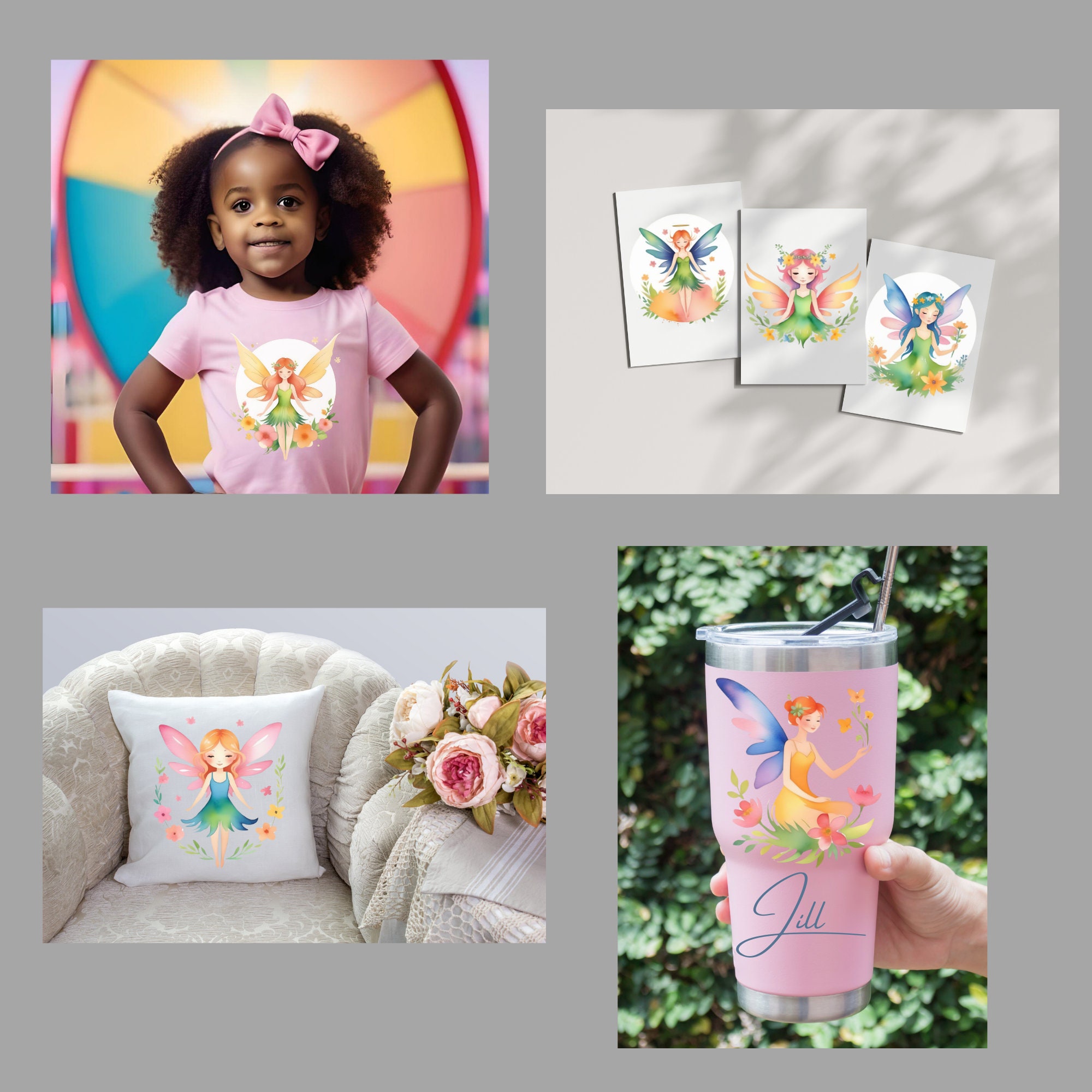 Spring Fairy Clipart Bundle, Printable Watercolor Flower Pixie ...