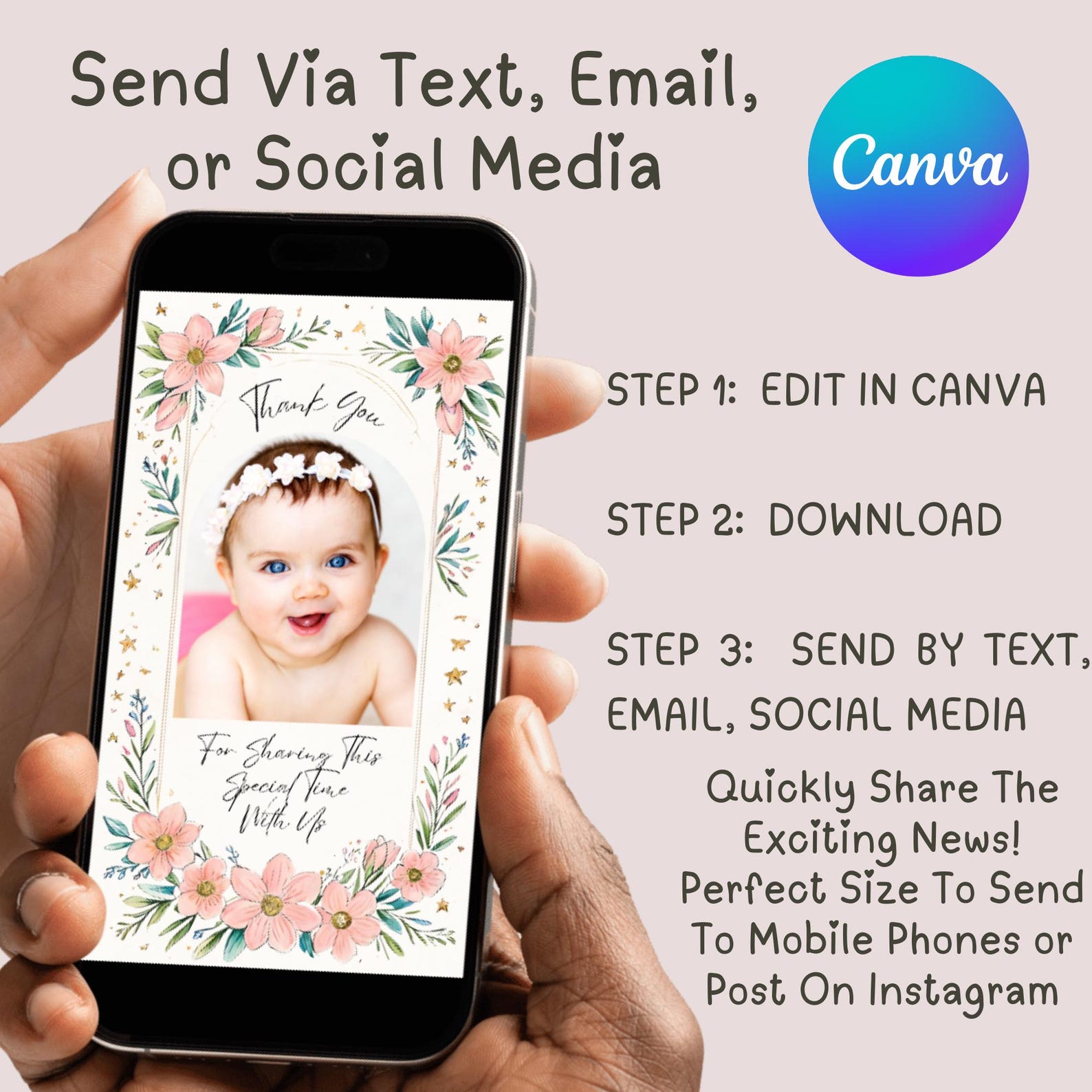 Editable Girl Adoption Announcement Card Customizable Canva Template ...