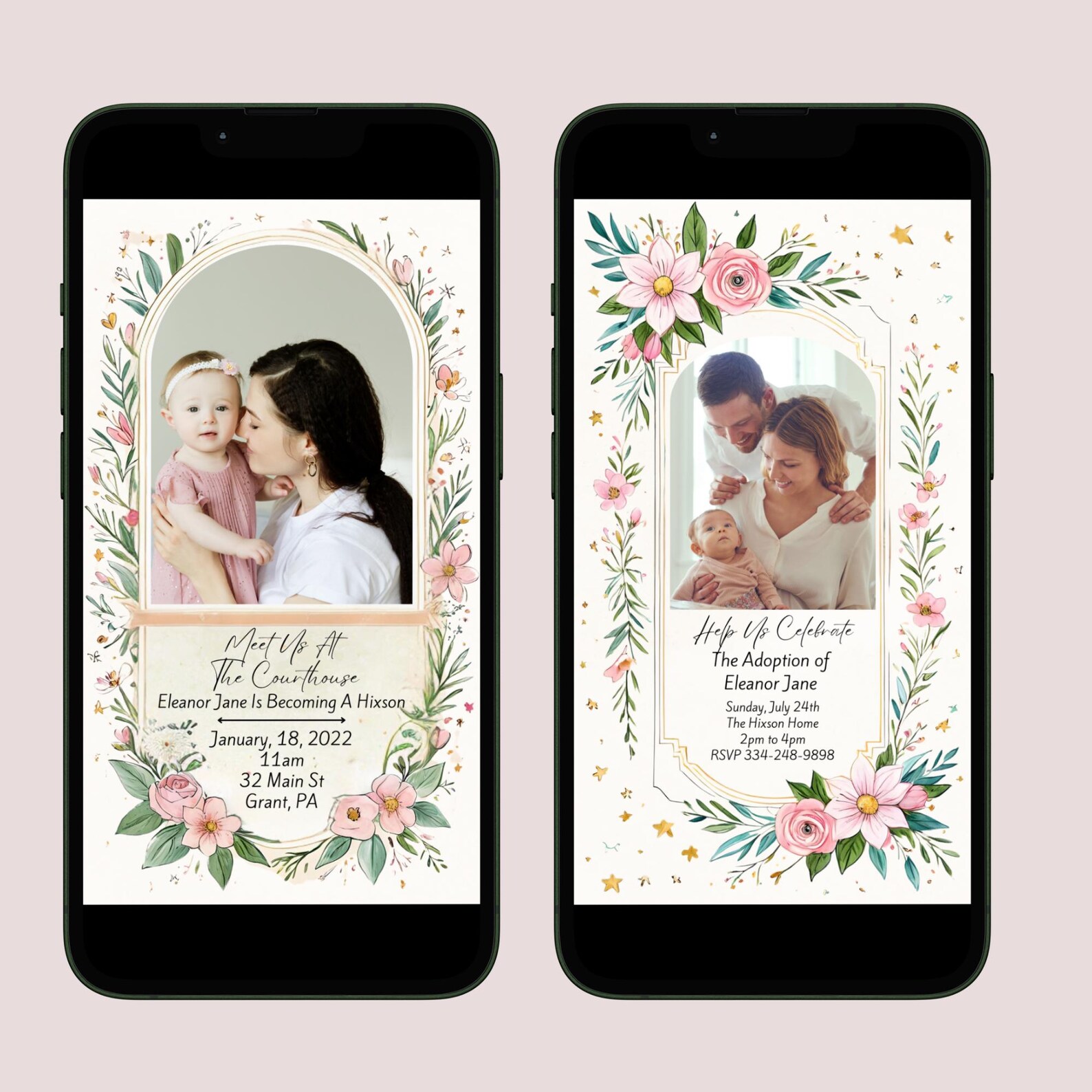 Editable Girl Adoption Announcement Card Customizable Canva Template ...