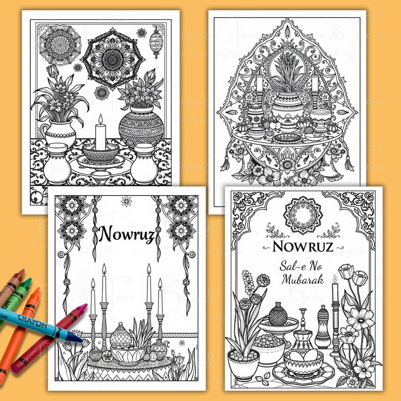 Nowruz Printable Coloring Pages Persian New Year Haft Sin Art Digital ...